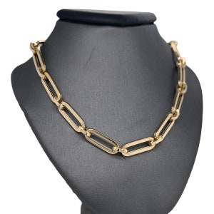 14K Italian Yellow Gold Interlocking Paperclip Link Chain - Etsy