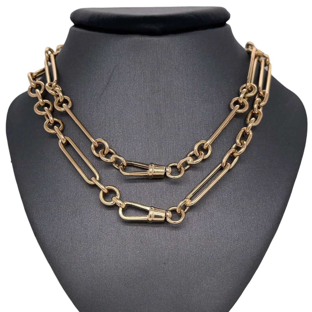 14K Italian Yellow Gold Albert Link Chain, Albert Link, Gold Chain ...