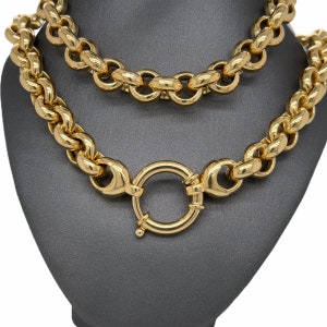 14K Italian Yellow Gold Rolo Belcher Link Chain, Rolo Chain, Sailor ...