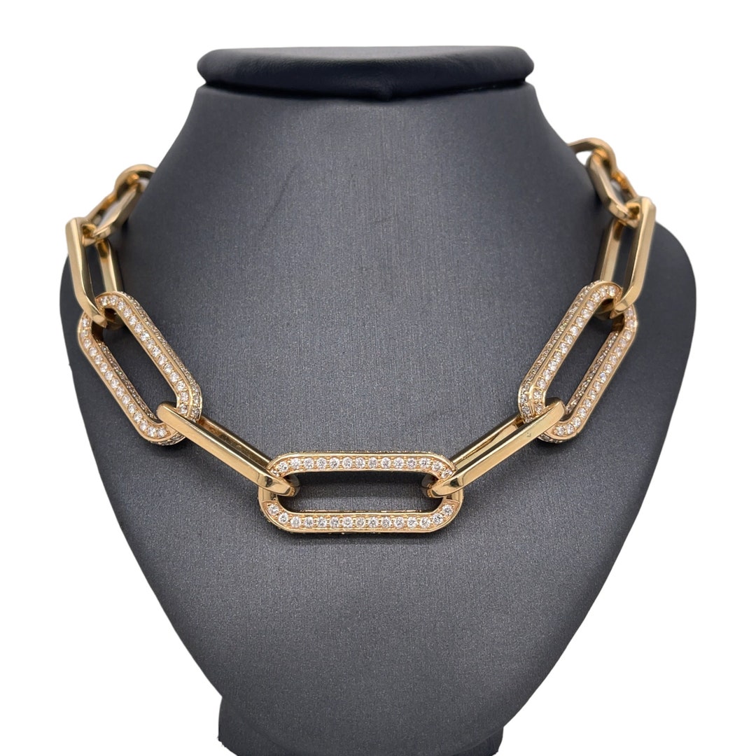 14K Gold, Heavy Link Solid Gold, Jumbo Paperclip Link Chain Necklace ...