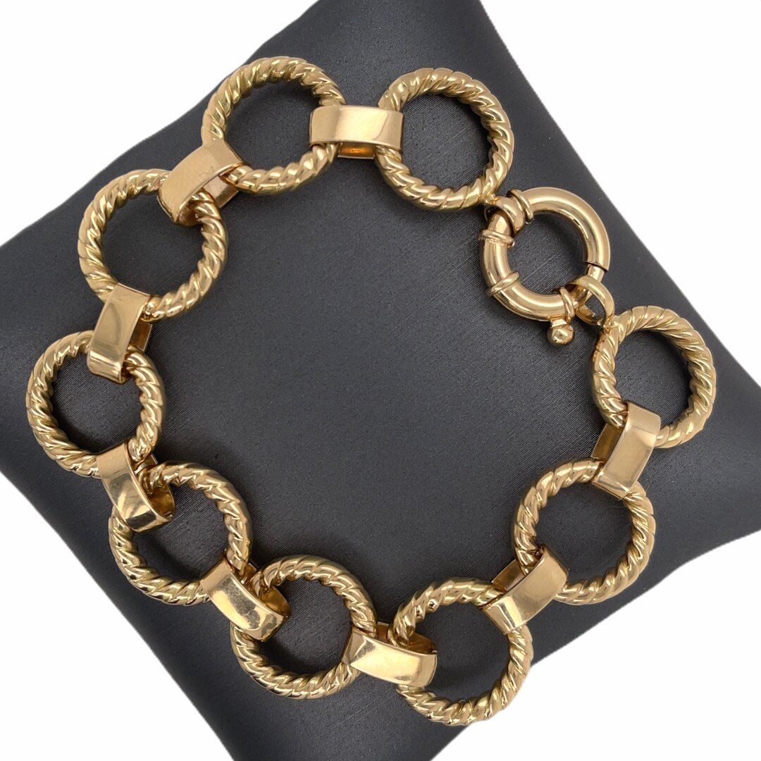 14K Italian Gold Rope Braided Textured Open Round Link - Etsy
