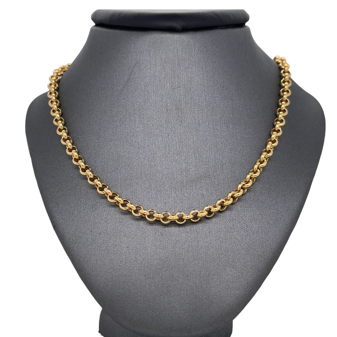 18K Italian Yellow Gold Rolo Link Chain, Rolo Chain, Yellow Gold, Gold ...