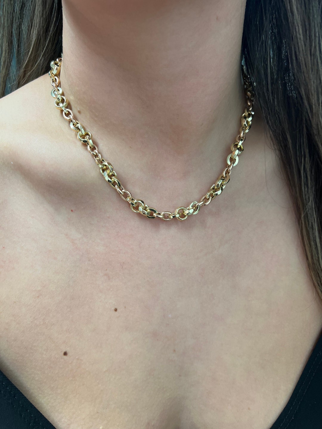 14K Italian Two Tone Color Gold Specialty Link Chain Two - Etsy