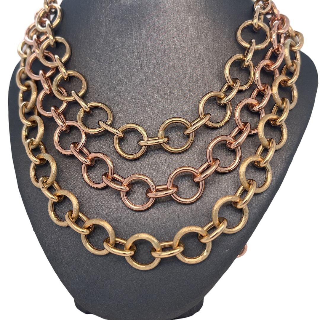 14K Italian Gold, Rose Gold, Satin, Specialty Link Chain, Charm Chain ...