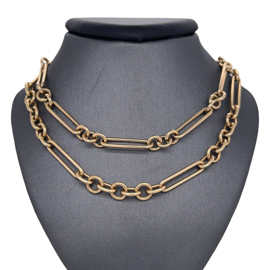 18K, 14K Solid Italian Yellow Gold Albert Link, Solid Links, Trombone ...