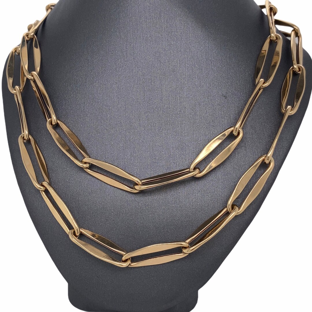 14K Yellow Gold Specialty Pinched Link Chain - Etsy
