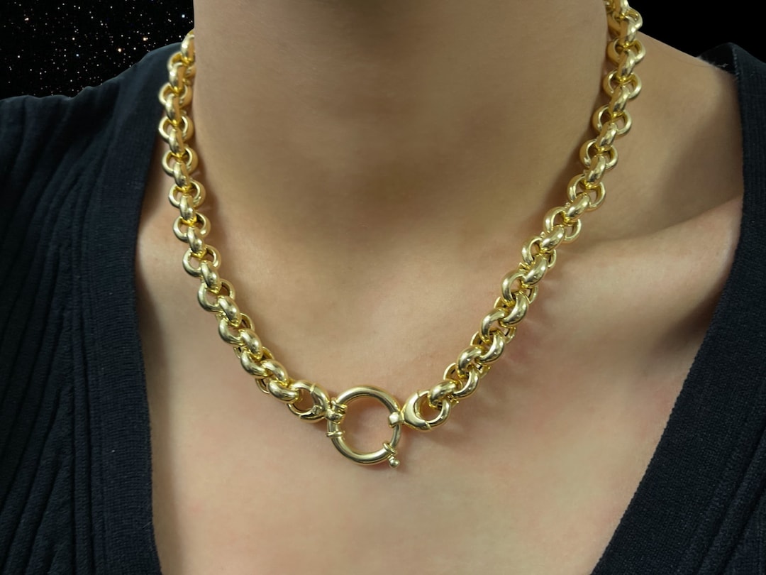 14K Italian Yellow Gold Rolo Belcher Link Chain, Rolo Chain, Sailor ...