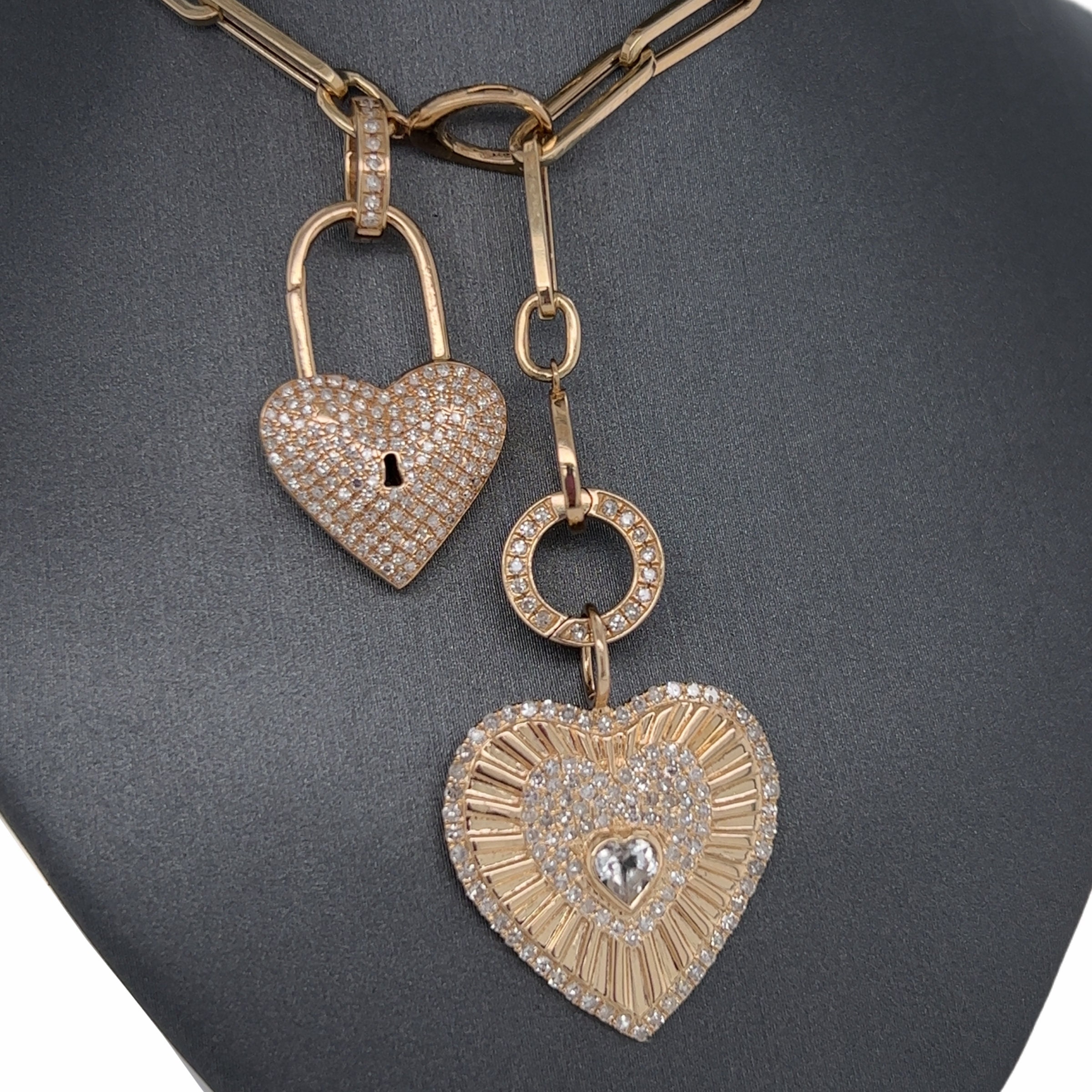 14K Solid Gold Pave Diamond Padlock Charm Diamond and White - Etsy