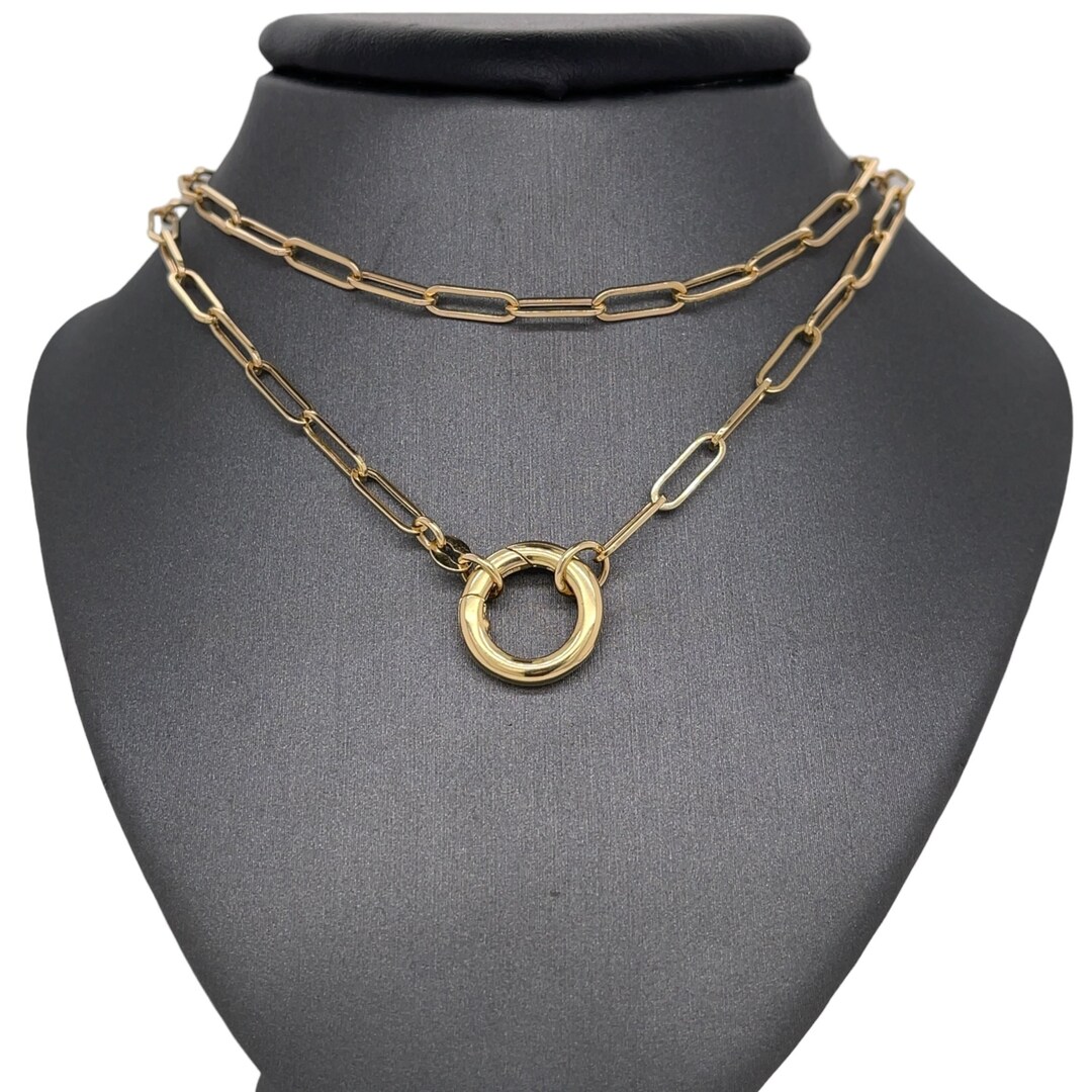 14K Yellow Gold Paperclip Link Chain With Connector Clasp - Etsy
