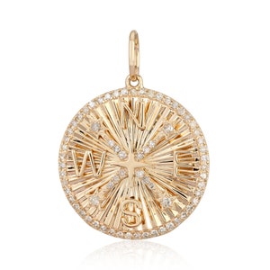 14K Solid Gold, Textured Gold Design, Diamond Rim, Pave Diamonds ...