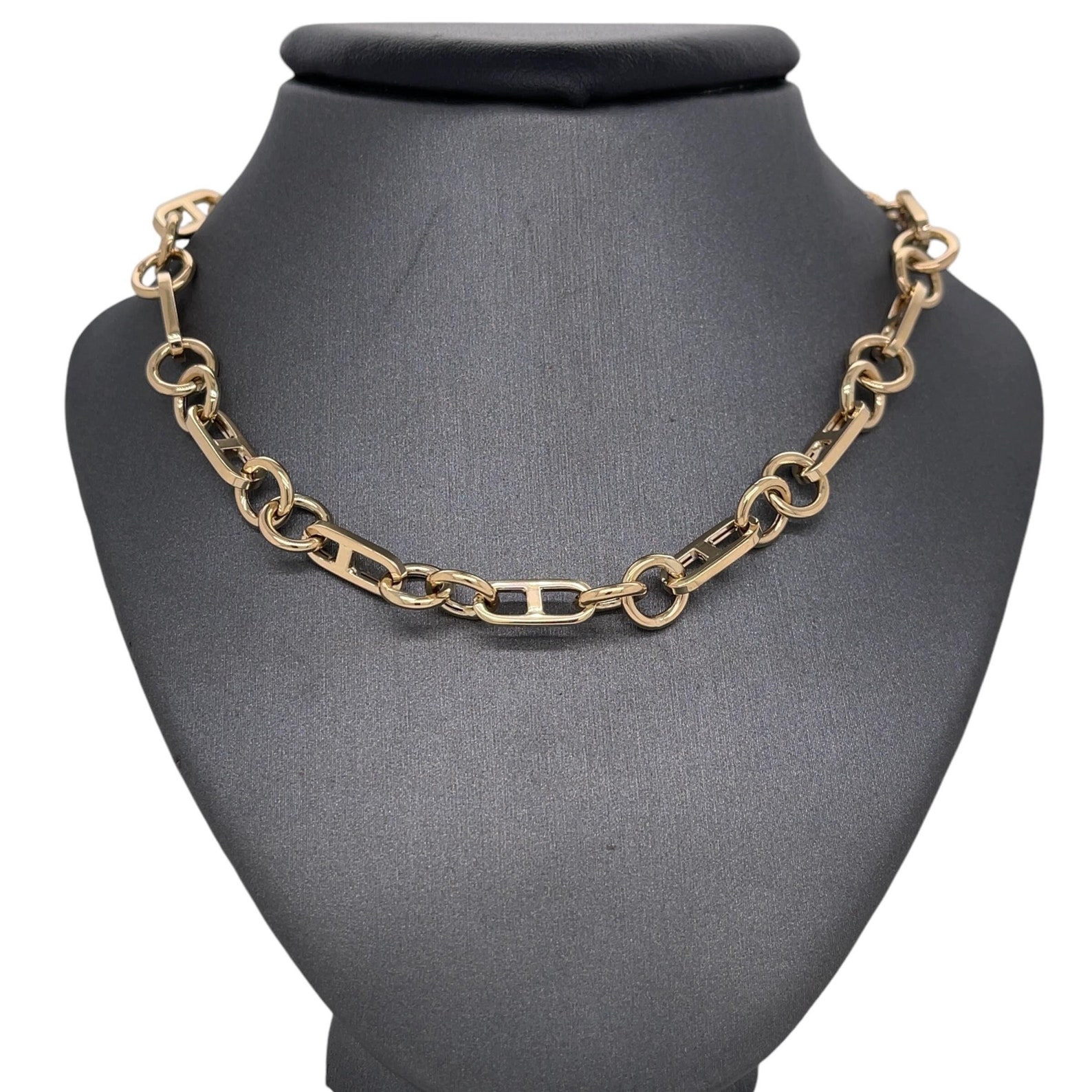 14K Yellow Gold Circular and Mariner Mixed Link Chain - Etsy