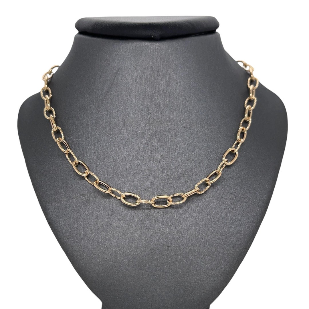 14K Yellow Gold Oval Link Chain, Dainty Gold Chain, Oval Links, Dainty ...