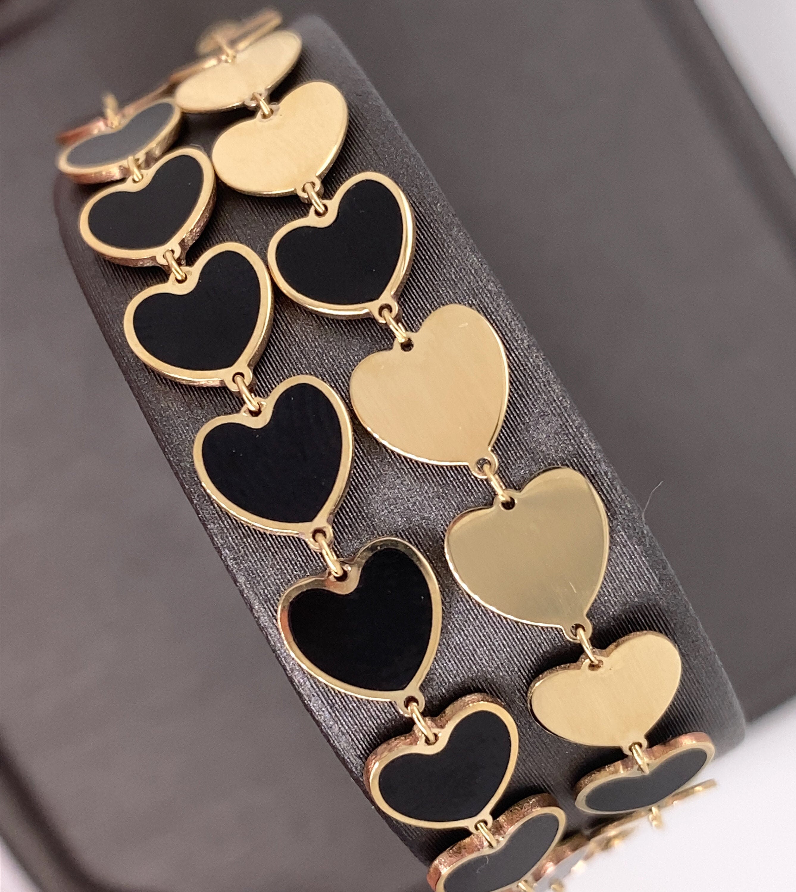 14K Solid Italian Gold Heart Inlay Gemstone Mother of Pearl | Etsy