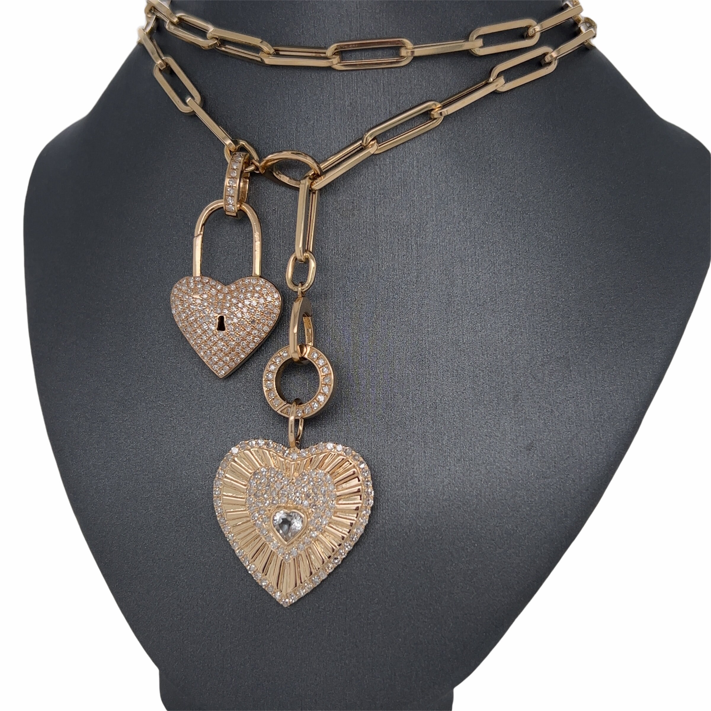 14K Solid Gold Pave Diamond Padlock Charm Diamond and White - Etsy