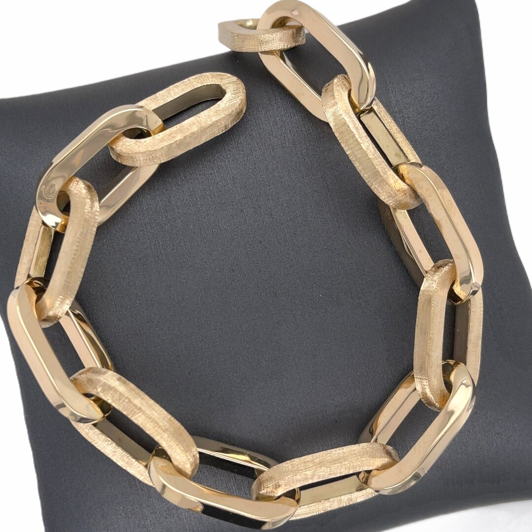 14K Italian Yellow Gold Jumbo Paperclip Link Bracelet, Polished and ...
