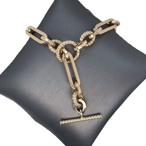 14K Italian Gold Toggle Chain, Paperclip Link, Mixed Link, Breaded Gold ...