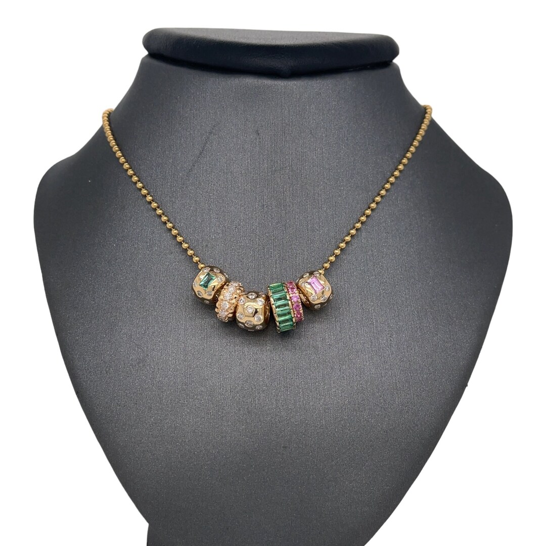 14K Yellow Gold Rondelle Spacer Charms, Rondelles, Emerald, Pink ...