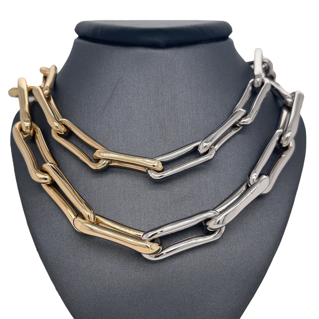 14K Italian Gold Pinched Link Chain, Paperclip Link, Pinch Link, Yellow ...