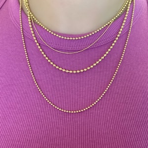 14K Solid Italian Yellow Gold Ball Link Chain - Etsy