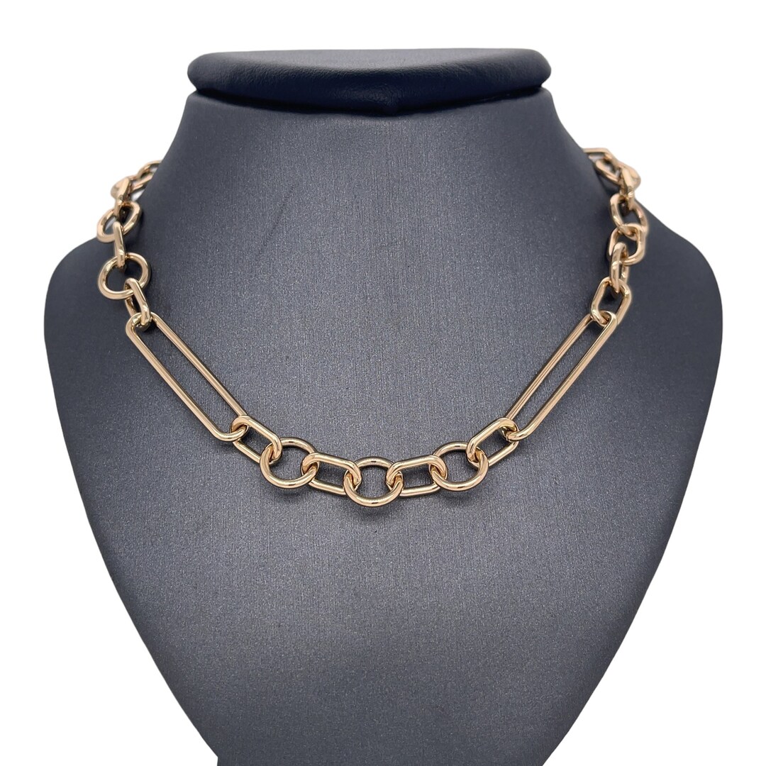 14K Solid Italian Yellow Gold Alternating Mix Link Chain - Etsy Australia