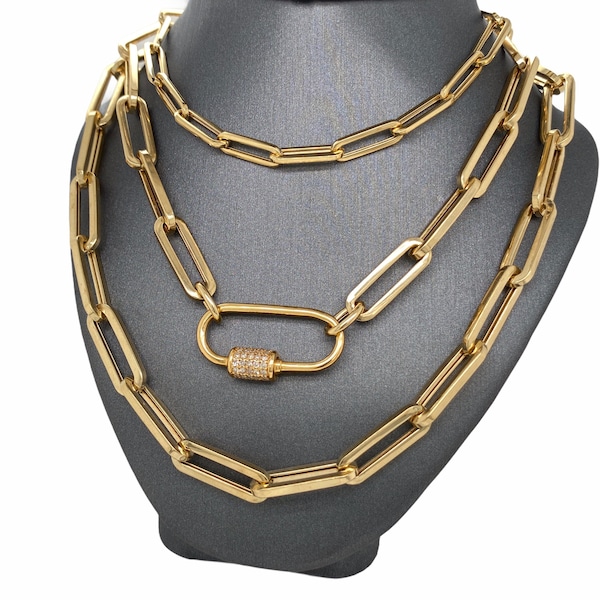 Italian 14k Gold Paper Clip Necklace - Etsy