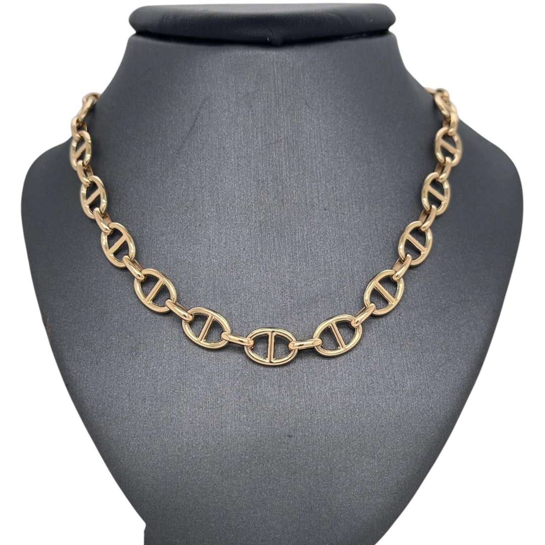14K Yellow Gold Mariner Link Chain Necklace, Yellow Gold Mariner Chain ...