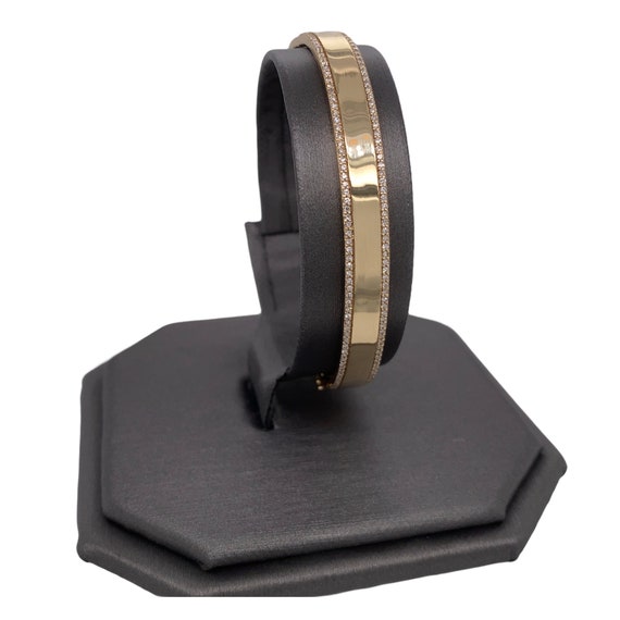 14K Solid Gold Diamond Rim Plain Polished Design - Etsy