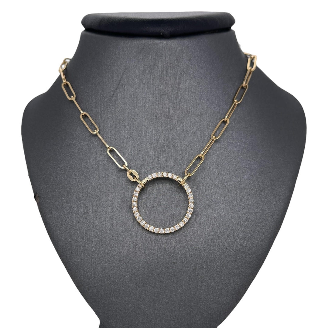 14K Solid Gold Diamond Circle Connector, Yellow Gold, White Gold, Rose ...