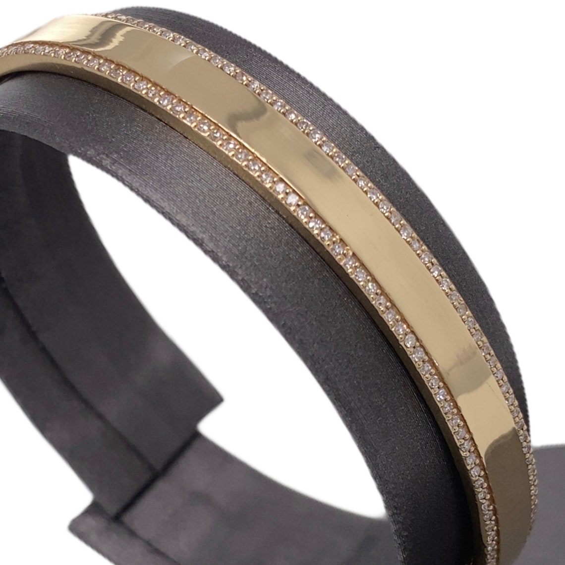 14K Solid Gold Diamond Rim Plain Polished Design - Etsy