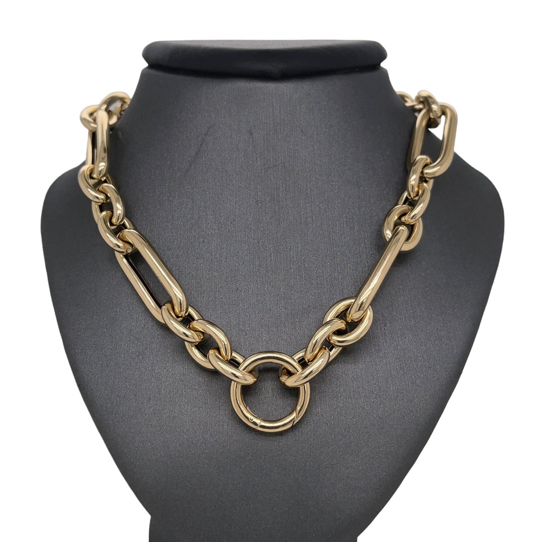 14K Yellow Gold Mixed Link Chain - Etsy