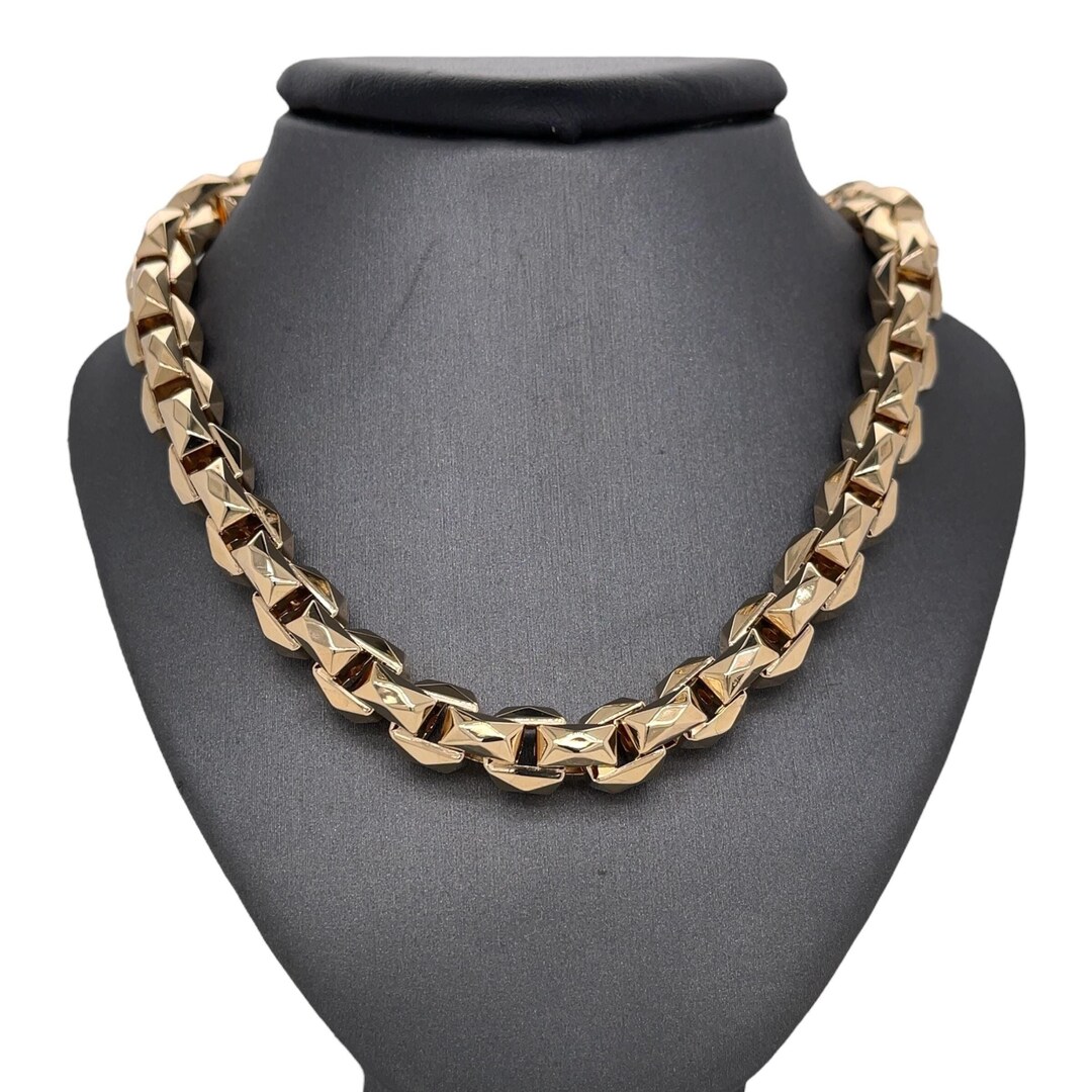 14K Yellow Gold Multi-faceted Link Chain, Gold, Yellow Gold Chain ...