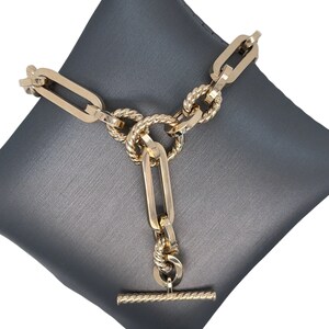 14K Italian Gold Toggle Chain, Paperclip Link, Mixed Link, Breaded Gold ...