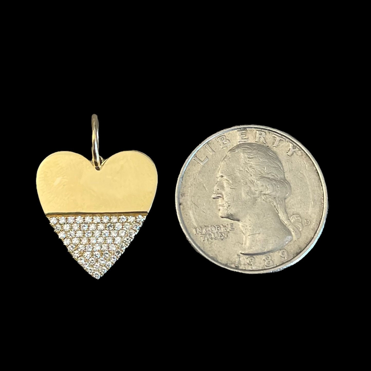 14K Solid Gold Full Polished Solid Gold Diamond Disc Heart - Etsy
