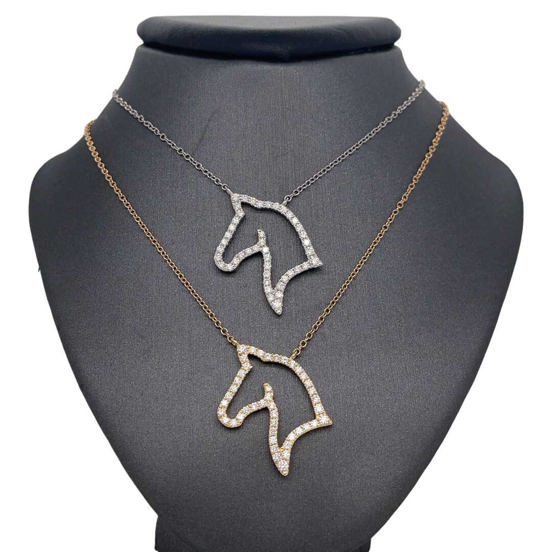 Lionheart™ 18K Gold and Diamond Horse Head Pendant Necklace, White Gold ...
