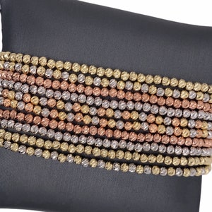 14K Solid Gold, Tri Color Gold, Two Tone Gold, Full Diamond Cut High ...