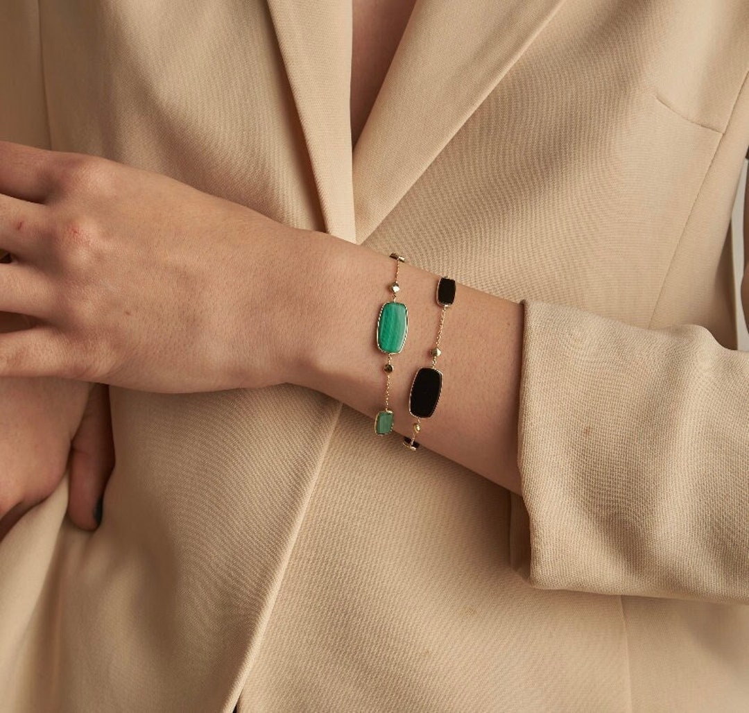 14k Italian Gold Lionheart™ Signature Gemstone Charm Bracelet - Etsy