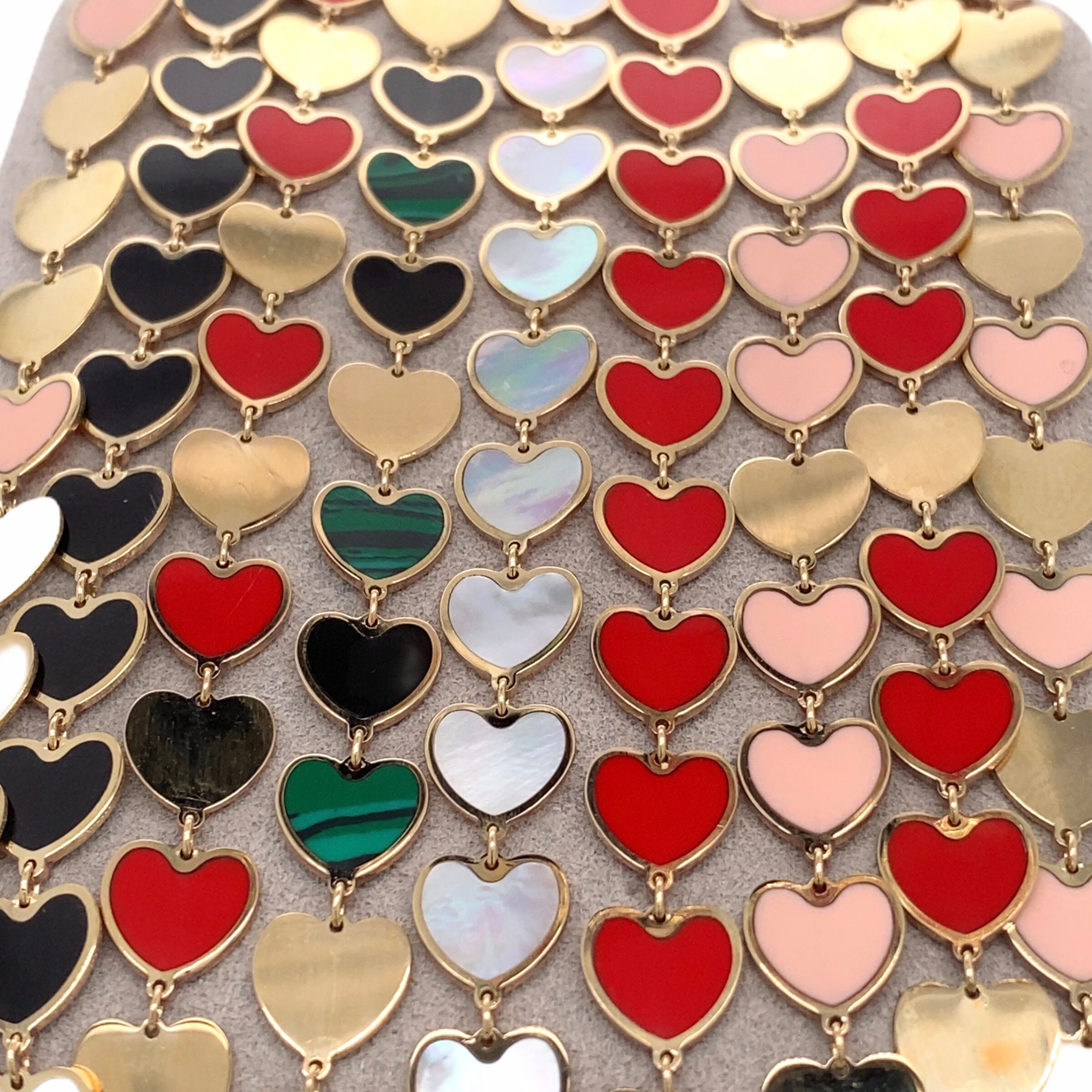 14K Solid Italian Gold Heart Inlay Gemstone Mother of Pearl | Etsy