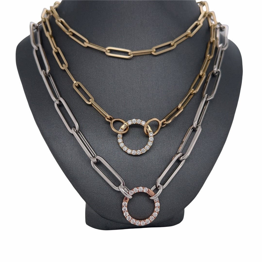 14K Solid Gold Diamond Clicker Connector, Charm Enhancer, Diamonds ...