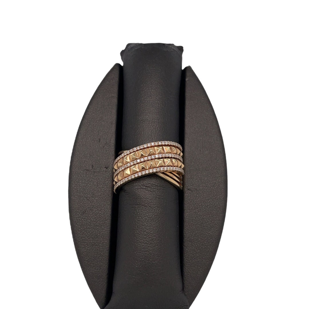 14K Yellow Gold Diamond ''ellie'' Pyramid Wrap Ring, Pyramid Ring ...