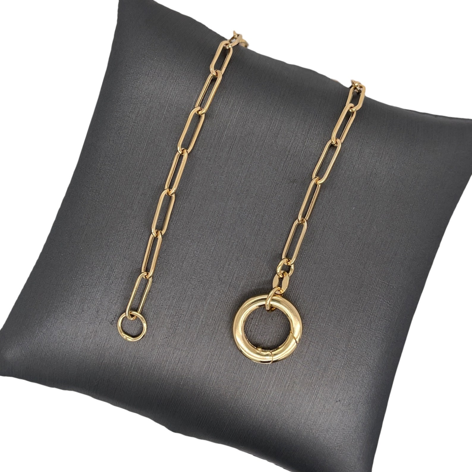 14K Yellow Gold Paperclip Link Chain With Connector Clasp - Etsy