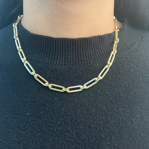 14K Italian Yellow Gold Interlocking Paperclip Link Chain - Etsy