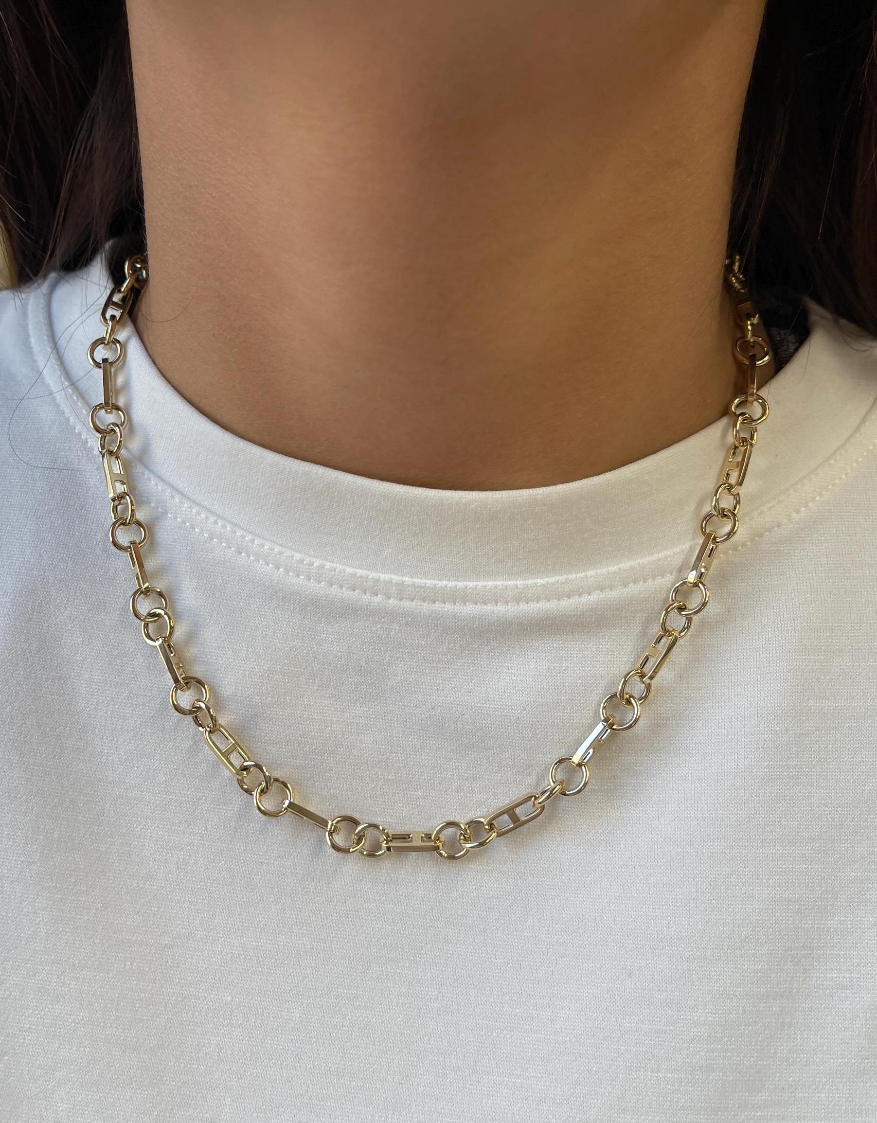 14K Yellow Gold Circular and Mariner Mixed Link Chain - Etsy