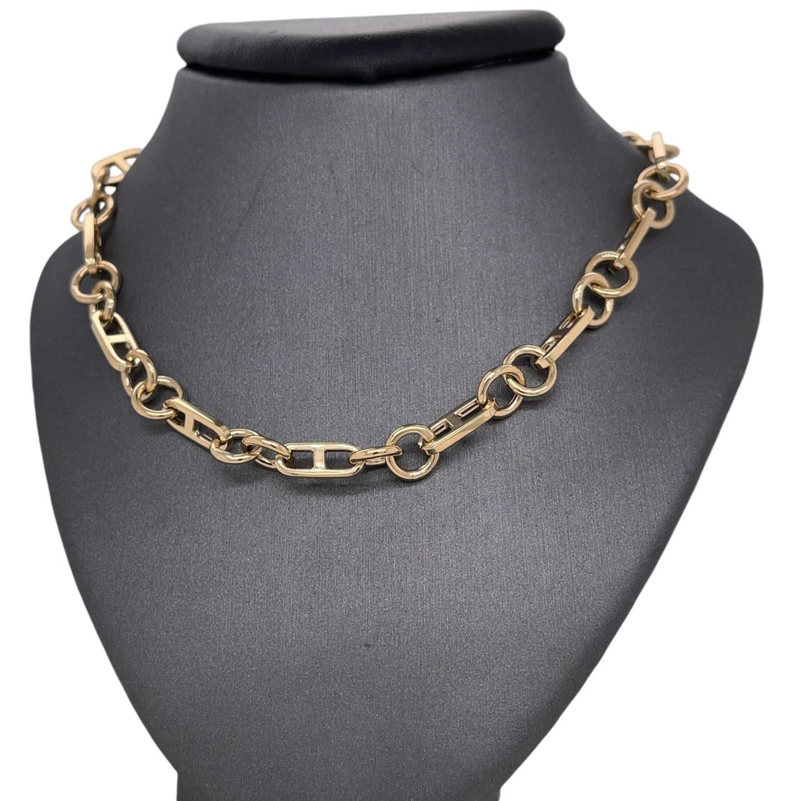 14K Yellow Gold Circular and Mariner Mixed Link Chain - Etsy