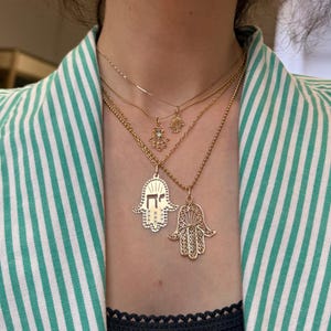 14K Italian Yellow Gold Hamsa Hand Pendant - Etsy