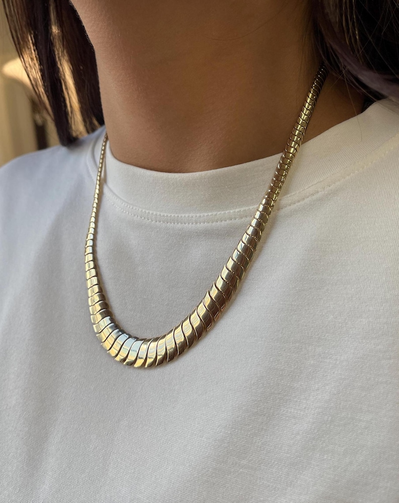 14K Yellow Gold Graduated Snake Chain - Etsy