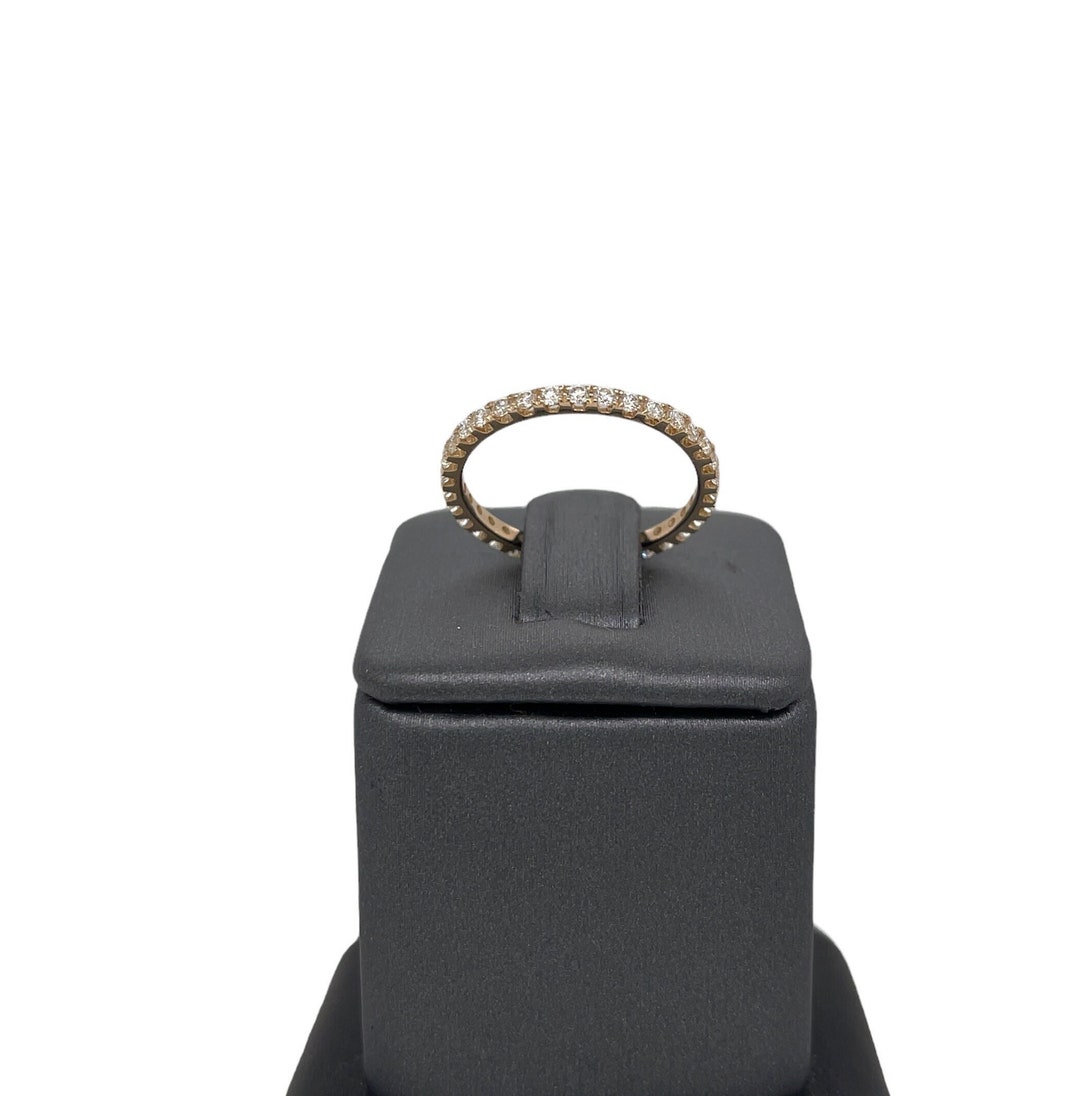 14K Solid Italian Gold Eternity Band Diamond Ring, Yellow Gold, White ...