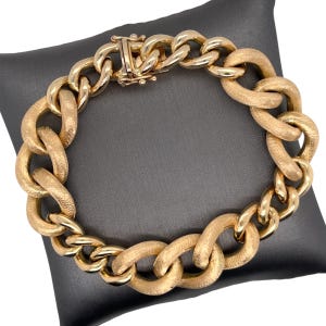 Martina 14K Italian Gold Satin and Polished Curb Link Chain Bracelet ...