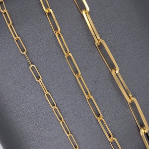 14K Solid Italian Gold Paperclip Chain, Solid Gold Links, Solid Edge ...