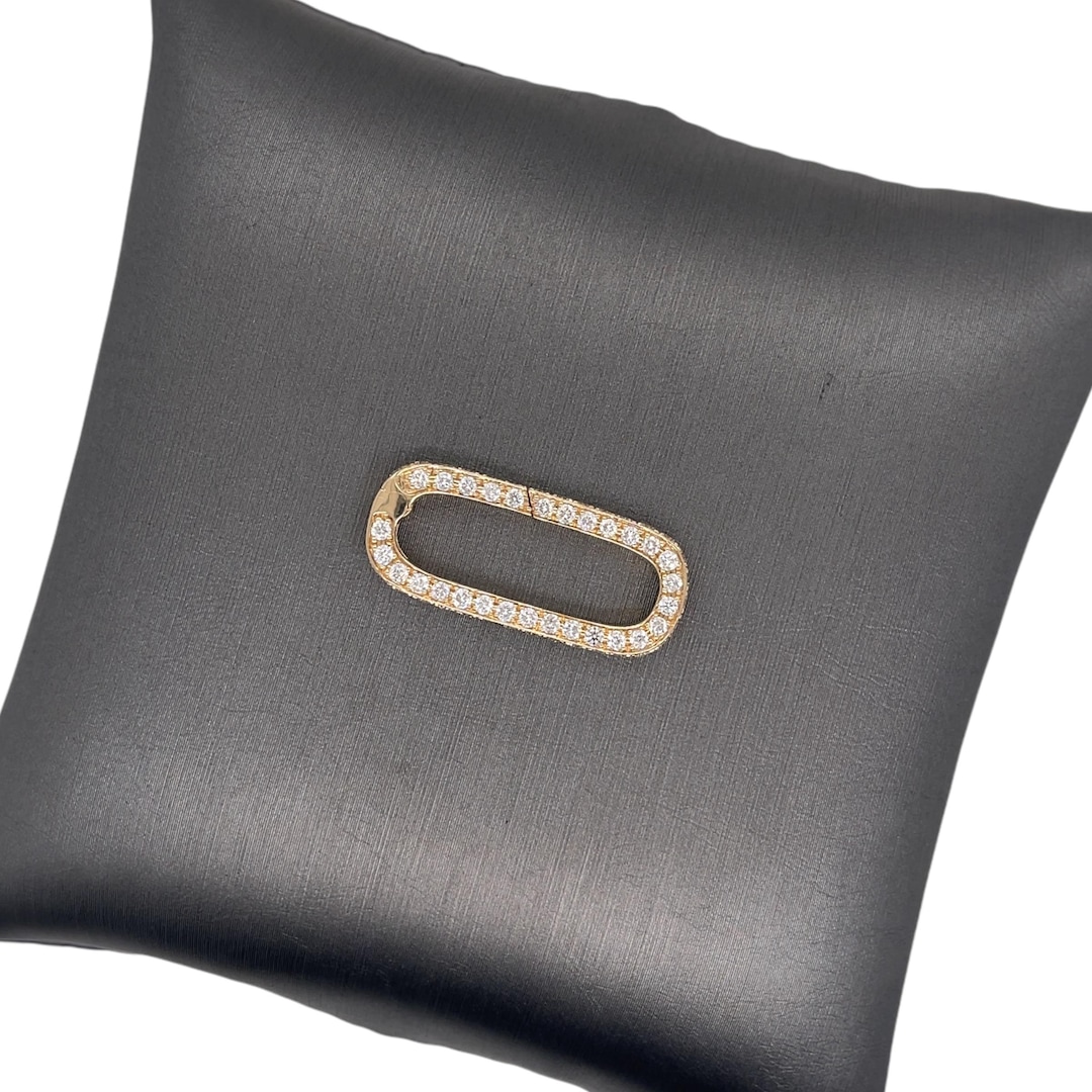 14K Yellow Gold Oval Diamond Connector, Push in Gold Connector, Push in ...