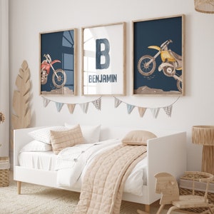 Personalised Name Dirt Bike Motorbike Motorcross Boys Room Nursery Set ...